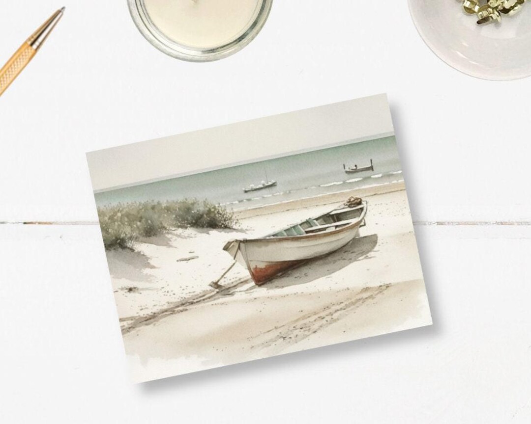 Watercolor Coastal Boats Note Card Set/set of 12 Notes - Etsy