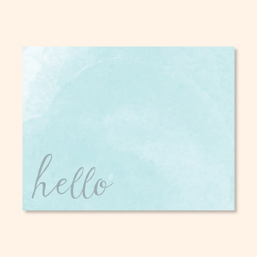 Hello Note Cards on Watercolor Background, Set of Ten Notes - Etsy