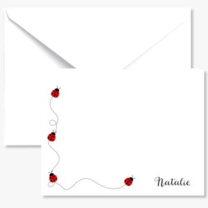 Ladybug With Trail Flat Note Card Set/set of 10 Notes - Etsy