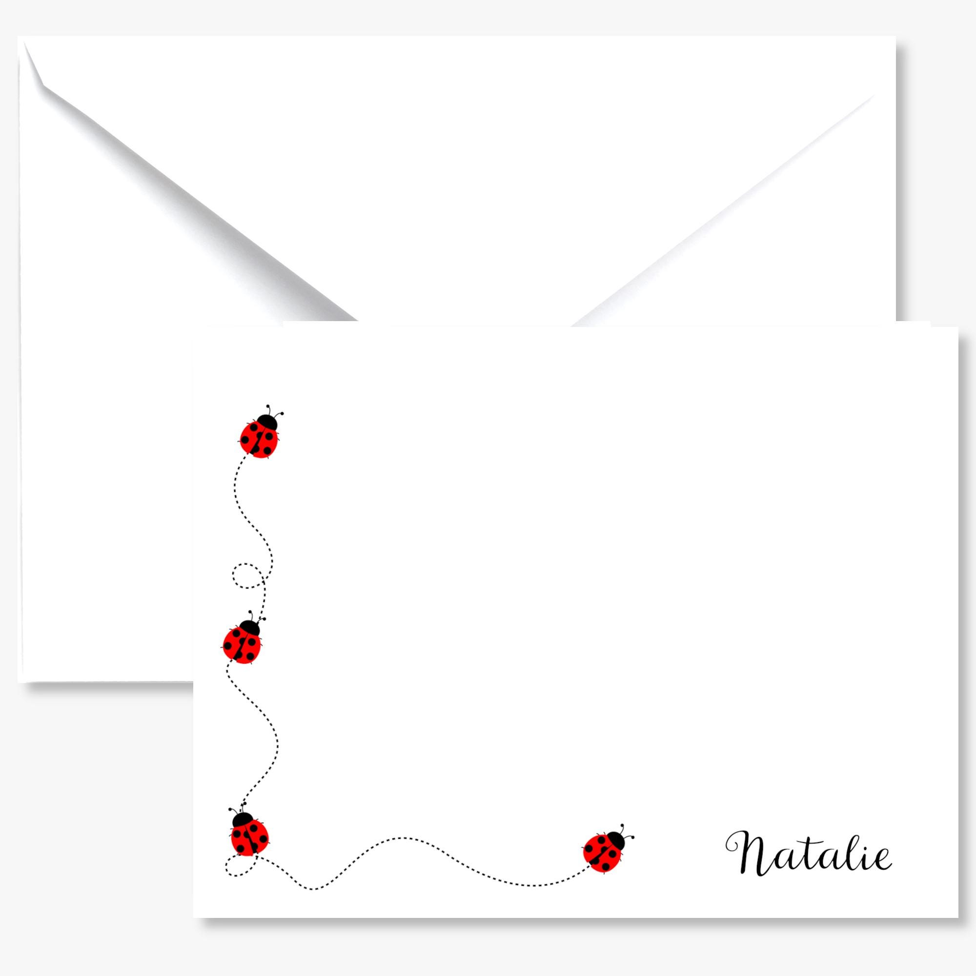 Ladybug With Trail Flat Note Card Set/set of 10 Notes - Etsy