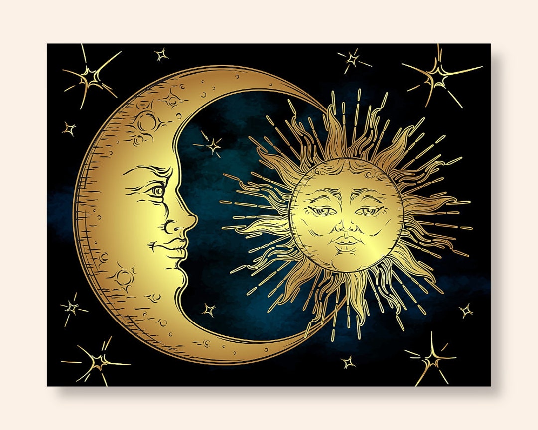 Celestial Sun and Moon Note Cards Set of 10 - Etsy