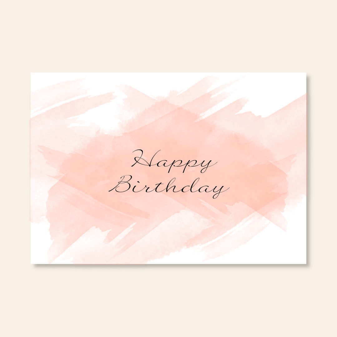 Peach Watercolor Splash Background Birthday Card, Envelope Included - Etsy