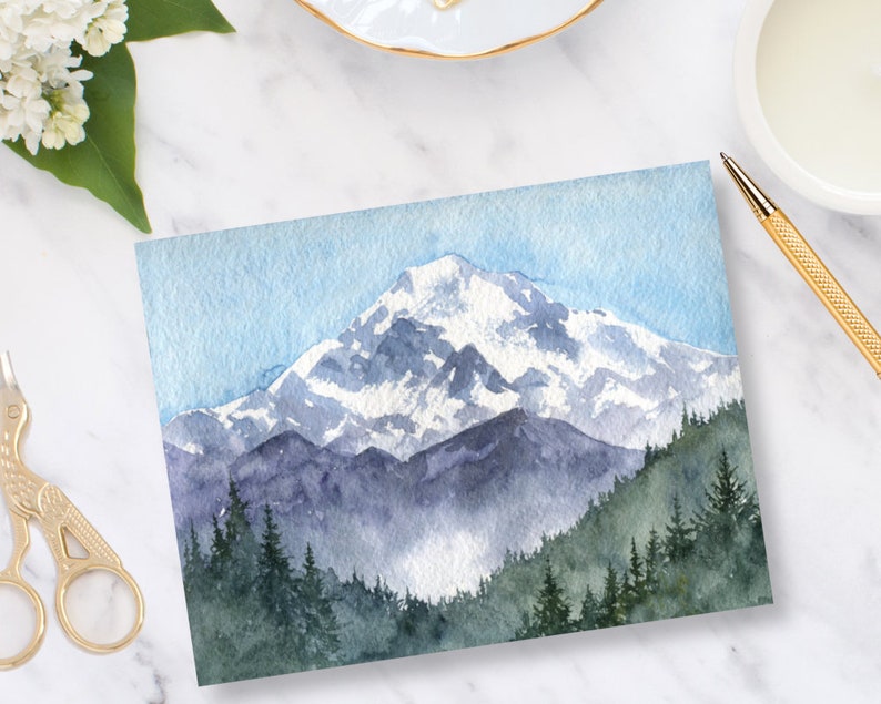 Snowy Mountain Note Cards/set of 10 Notes - Etsy