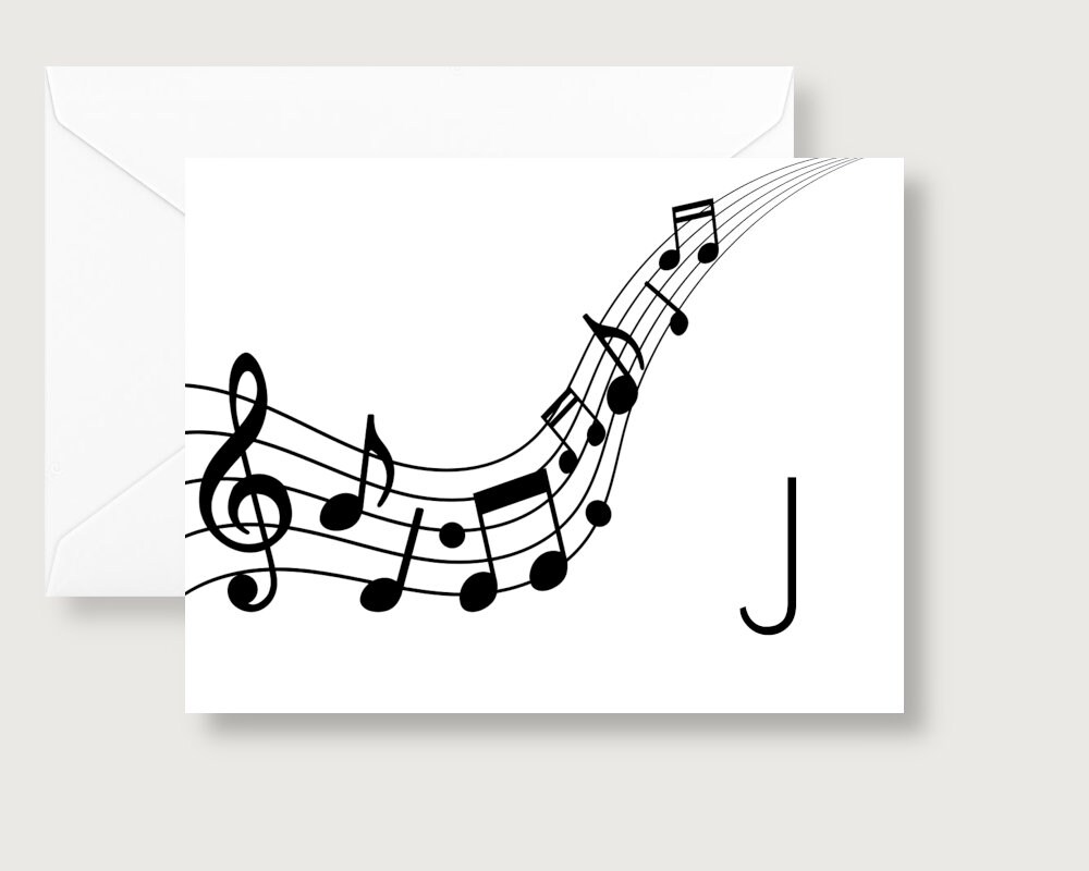 Tarjetas de notas musicales iniciales personalizadas - Etsy México