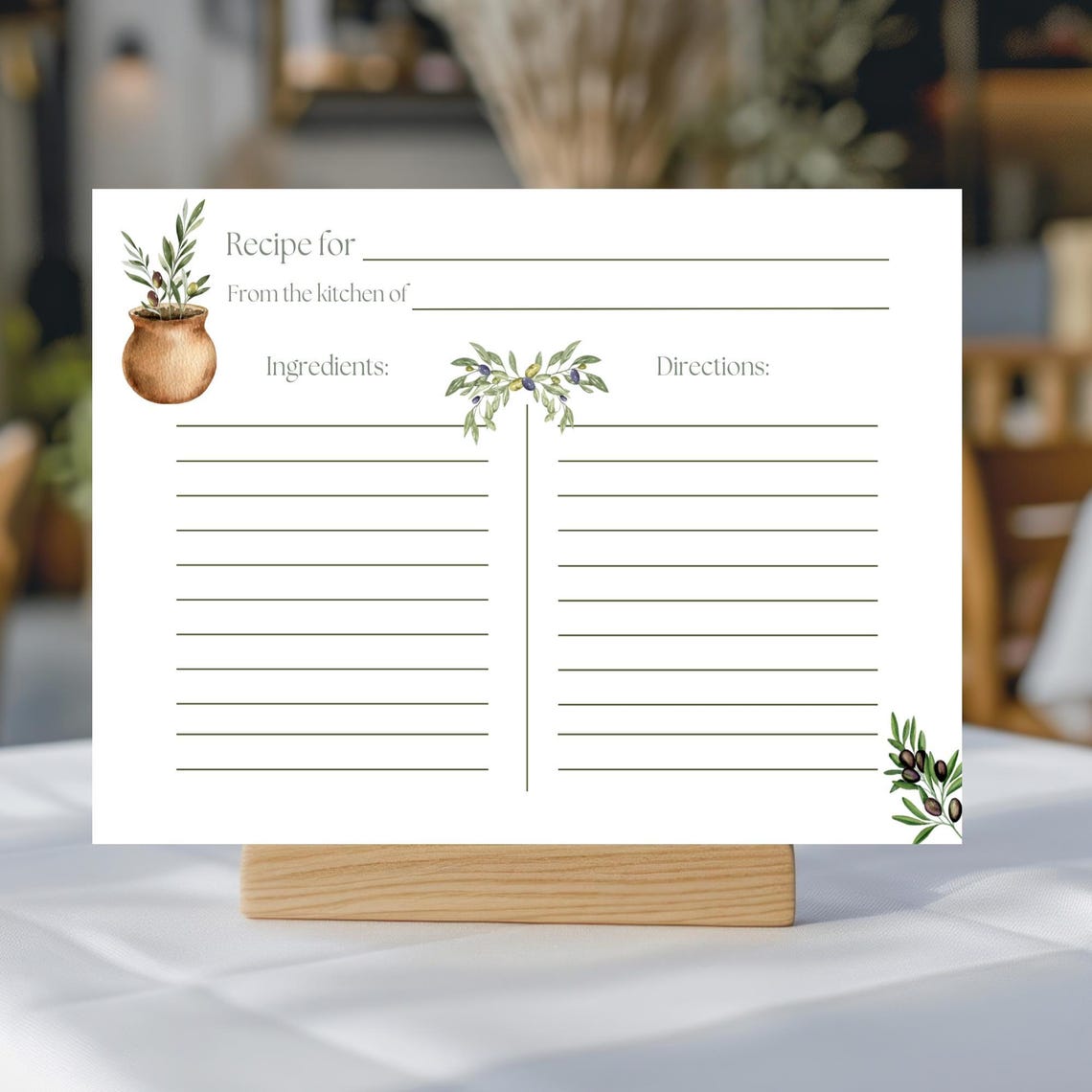Printed Black Olive Recipe Card / Set of 10 - Etsy