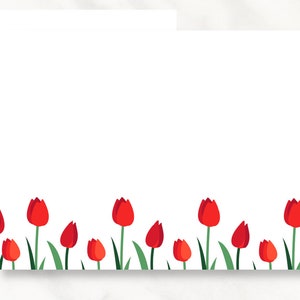 Red Tulip Border Note Cards, Tulip Notes, Set of 10 - Etsy