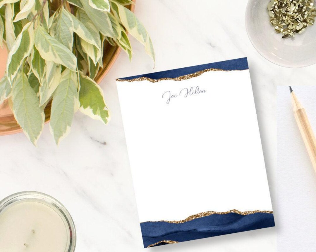 Navy and Gold Geode Note Pad//50 Sheets - Etsy