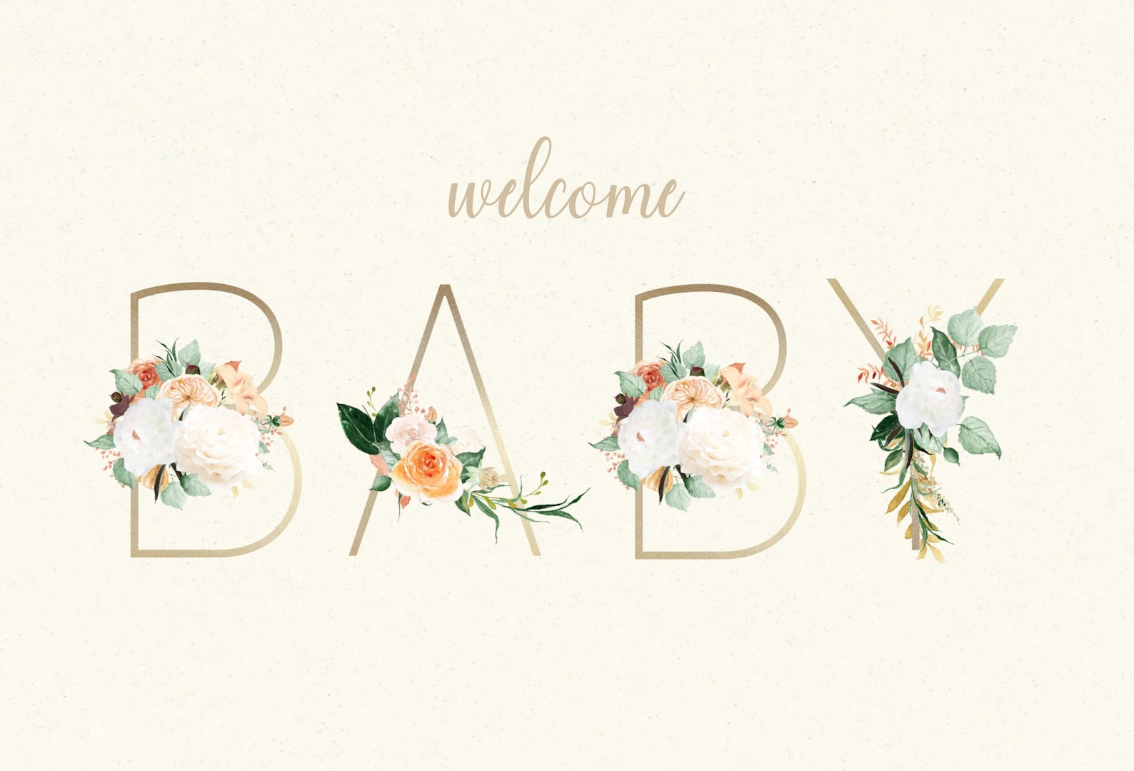 Floral Lettered Welcome Baby Congratulations Greeting Card - Etsy