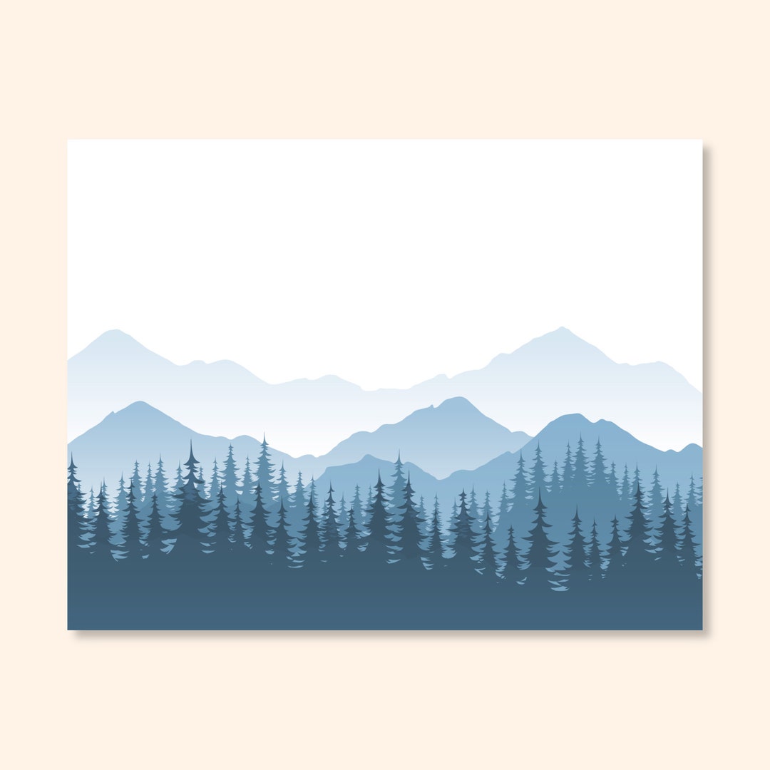 Blue Mountain Silhouette Note Cards/mountain Notes/set of 10 Notes - Etsy