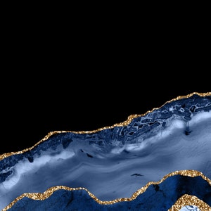 Navy Blue and Gold Glitter Geode Print/blue and Gold - Etsy