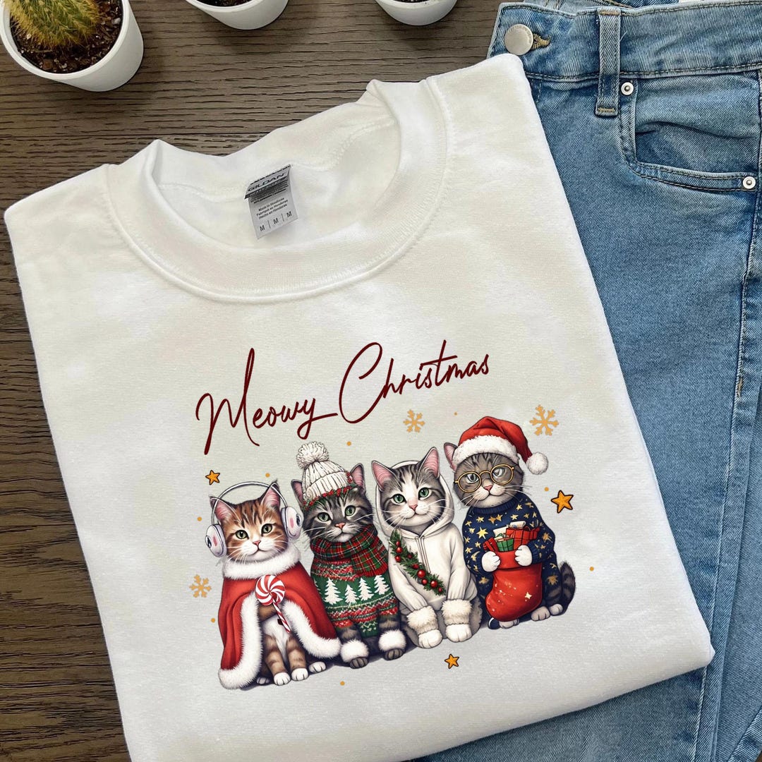 Meowy Christmas Cats PNG, Cute Holiday Cat Clipart, Cozy Festive Kitty ...