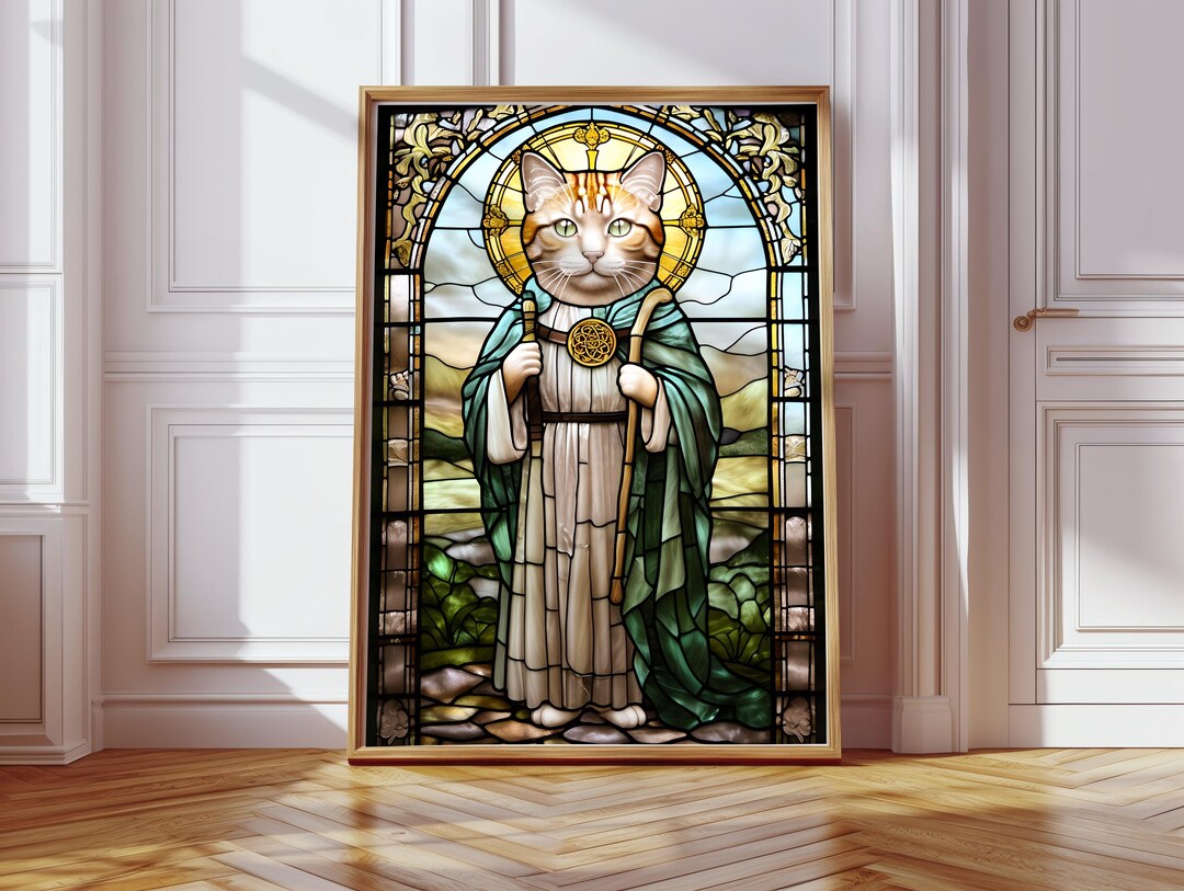 Catholic Saints Sanctus Felis Art Print - Holy Cat Portrait Poster ...