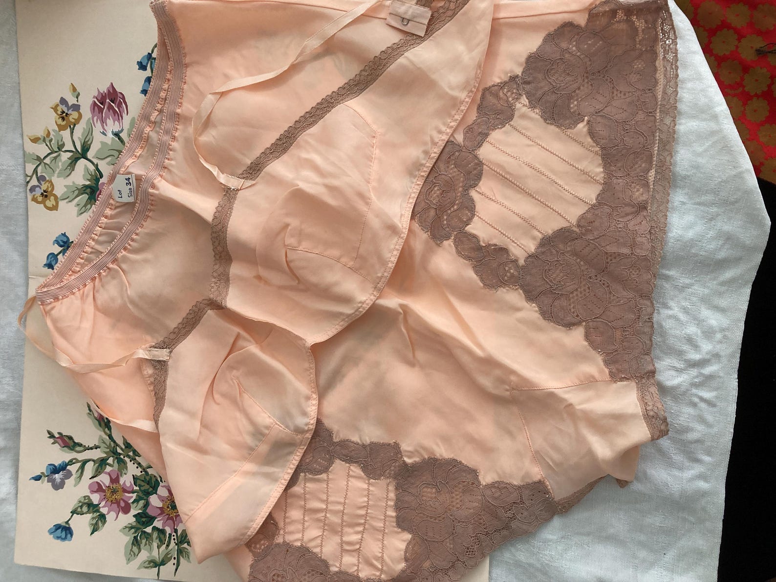 Vintage 1930's Peachy Pink Soft Rayon Tap Pant + Bra Set, With Lace ...