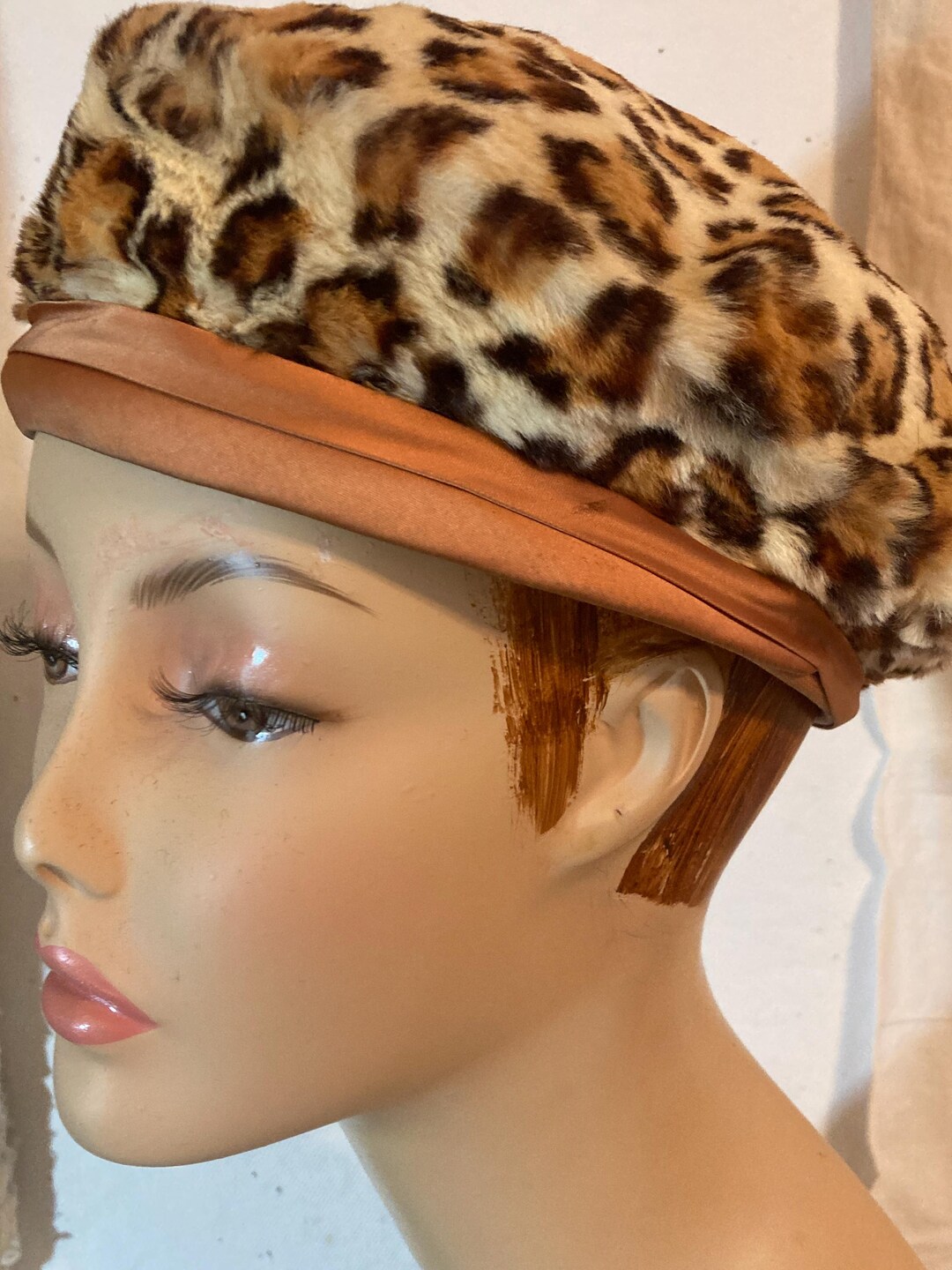 Vintage 1950’s Sheared Beaver Leopard Printed Beret Cap Animal Print - Etsy