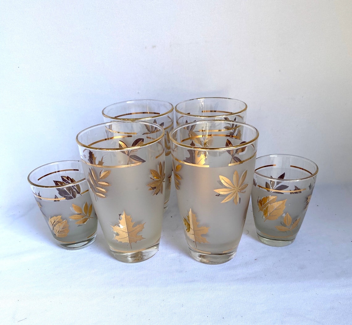 Mad Men Glassware Gold Leaf Frosted Galsses Shot Glasses Etsy