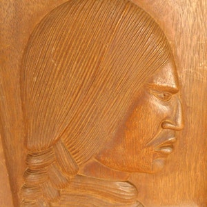 Vintage INDIAN HEAD Wall Relief CARVING - Etsy