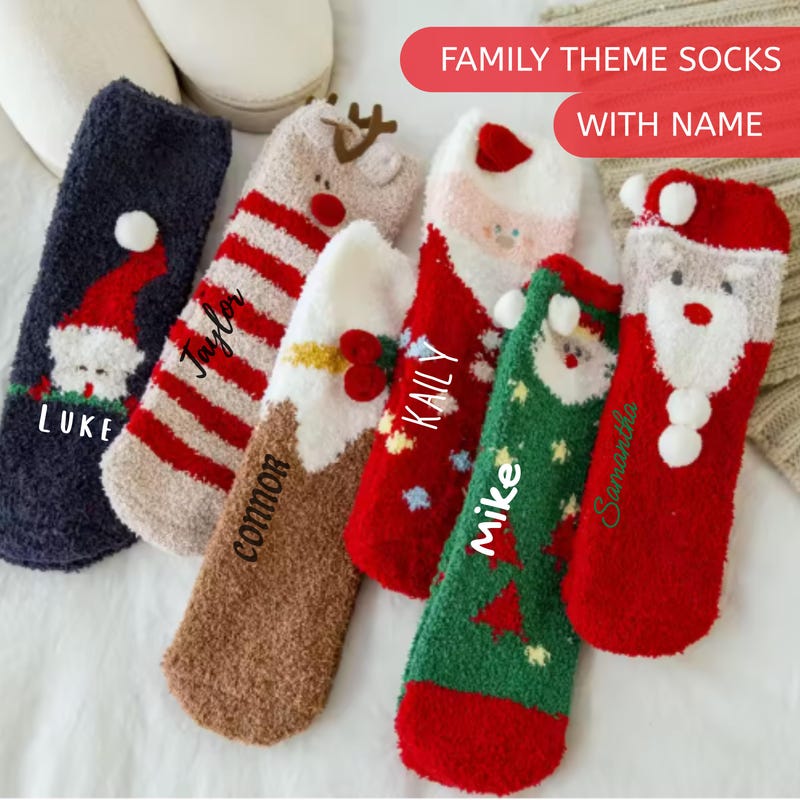 Christmas Fuzzy Socks - Etsy
