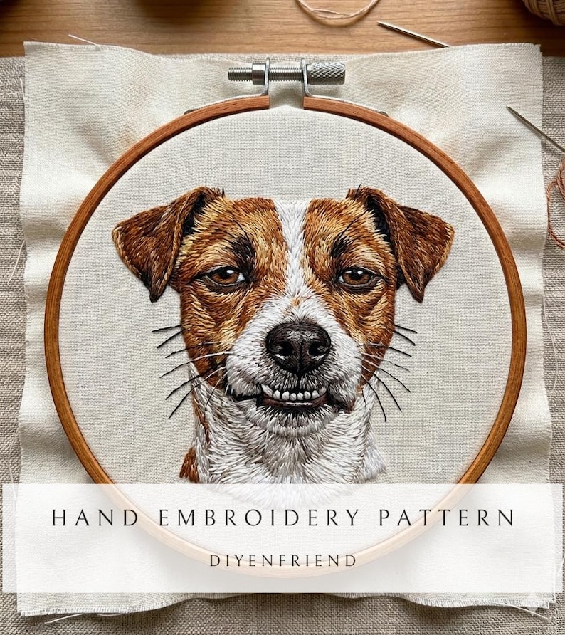 Jack Russell Embroidery Pattern, Handcrafted Dog Art (PDF Download) - Etsy
