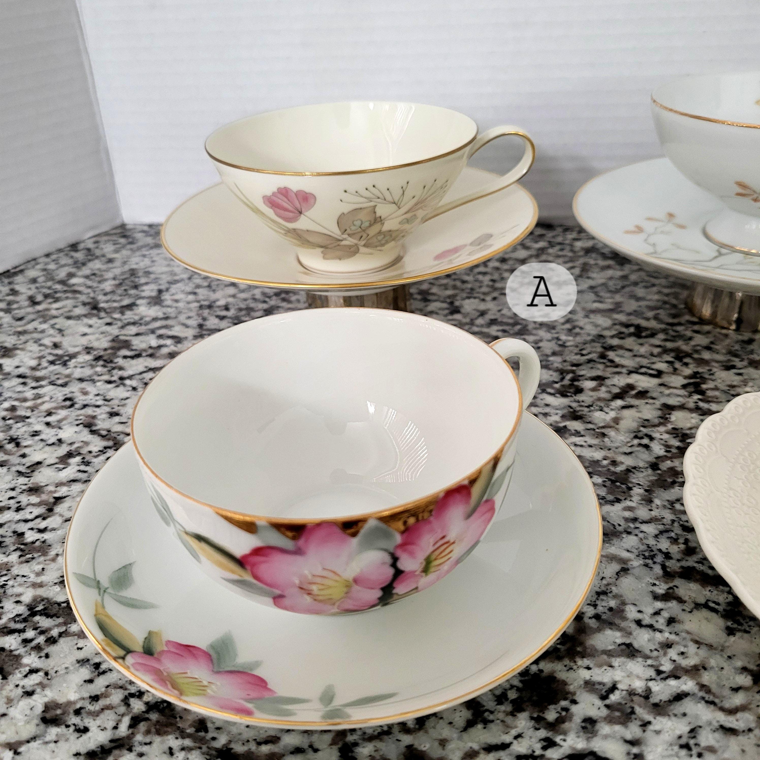 Vintage Mismatched Fine China Teacups, Saucers, Groups of 4 ...