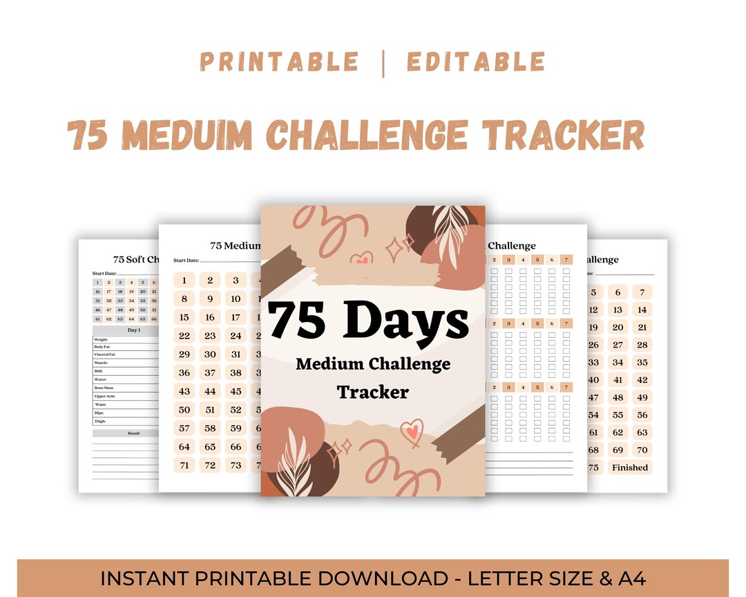 75 Days Medium Challenge Tracker Template - Etsy