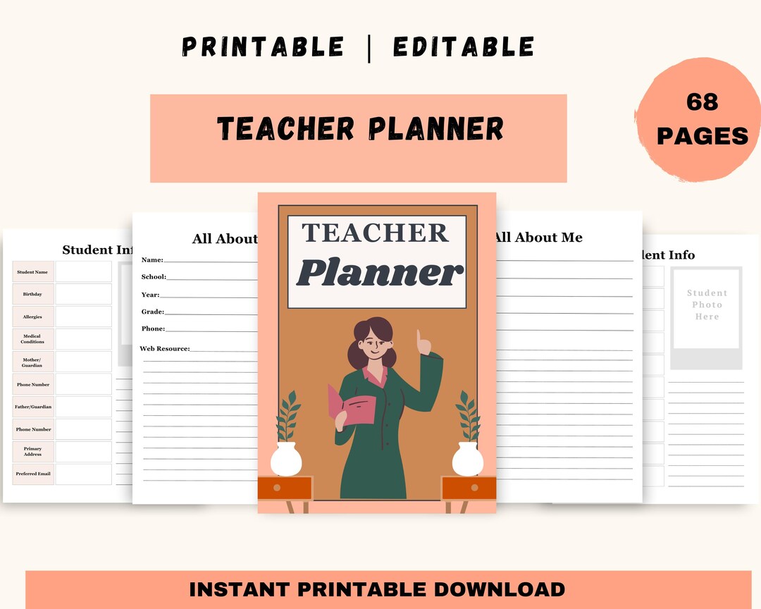 Printable Teacher Planner | Lesson Plan, Classroom Organizer (digital ...