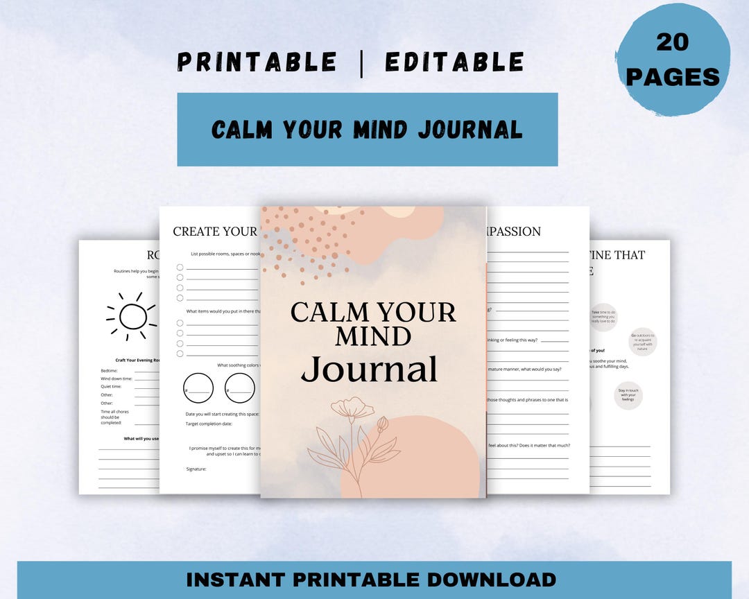 Calm Your Mind Journal Printable | Mental Health & Anxiety Relief ...