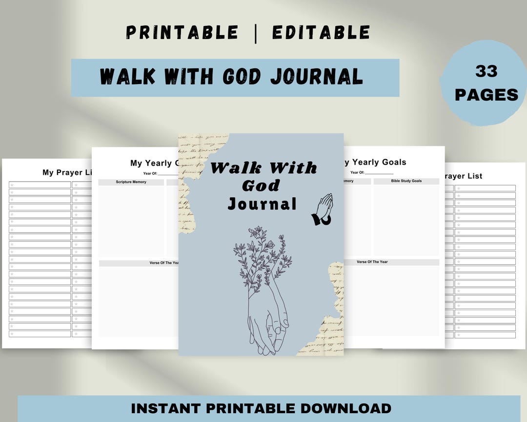 Walk With God Journal | Devotional Planner, Bible Study Workbook ...