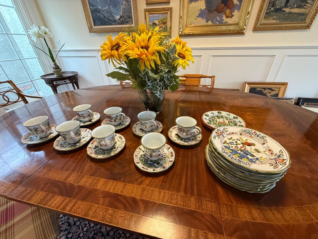Rare Handmade Italian Garofano Faenaza Dessert or Breakfast Set Made ...