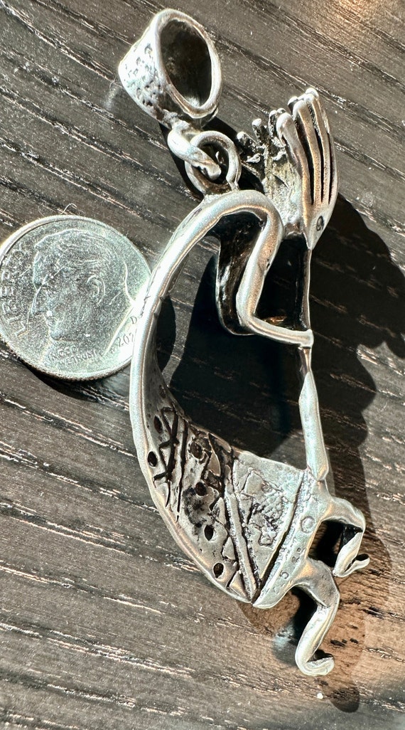 Large Hopi god Kokopelli sterling pendant with substa… - Gem