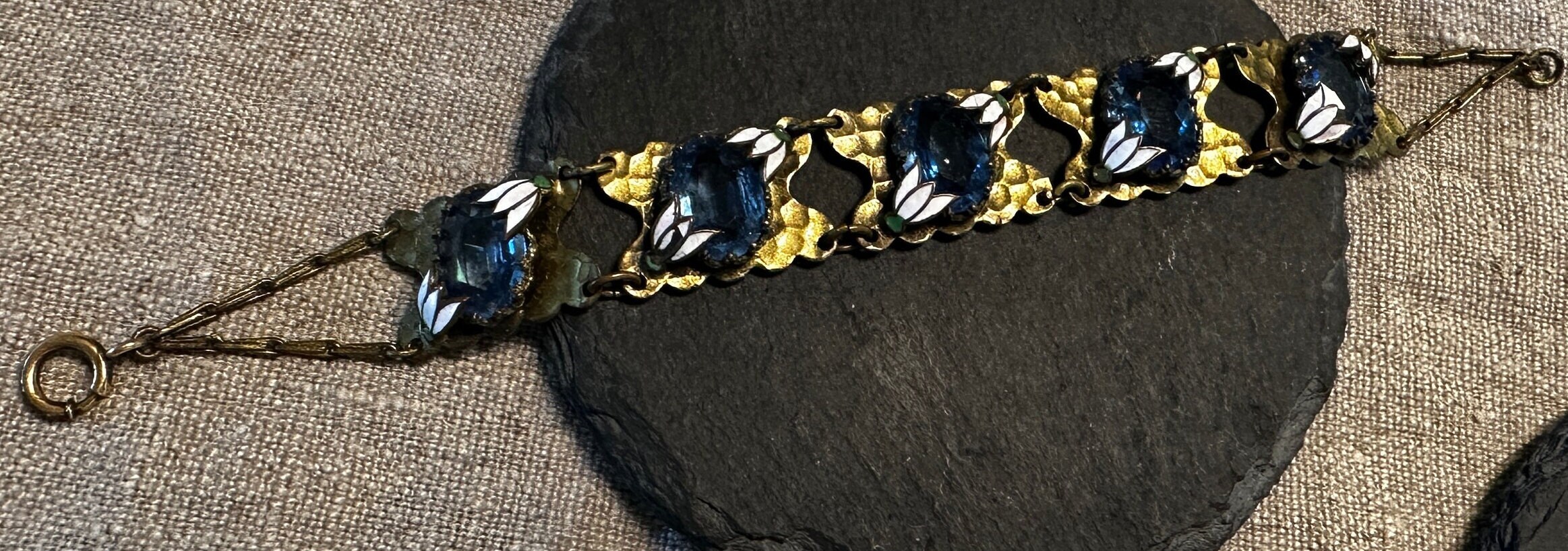 Antique Max Neiger Bracelet-rare Design, White Enamel Flowers Capturing ...