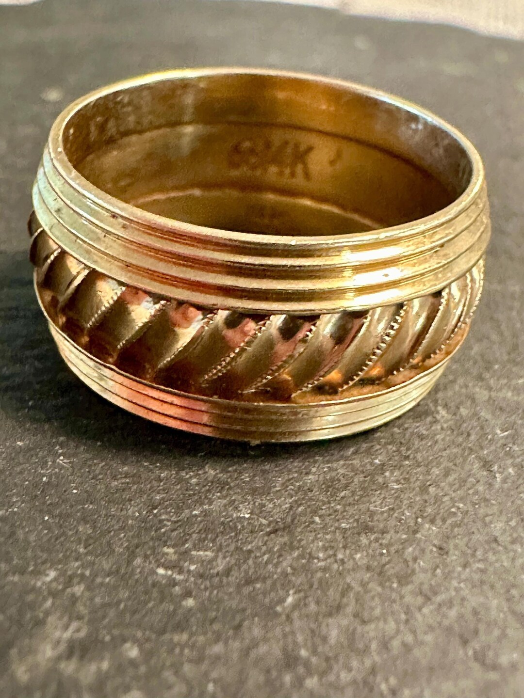 14k Triple Bands Soldered Together, Vintage Intriguing Decorative ...