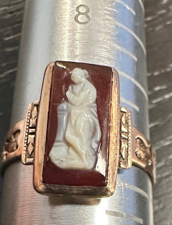10k Victorian full figure classic stone Cameo ring-ro… - Gem