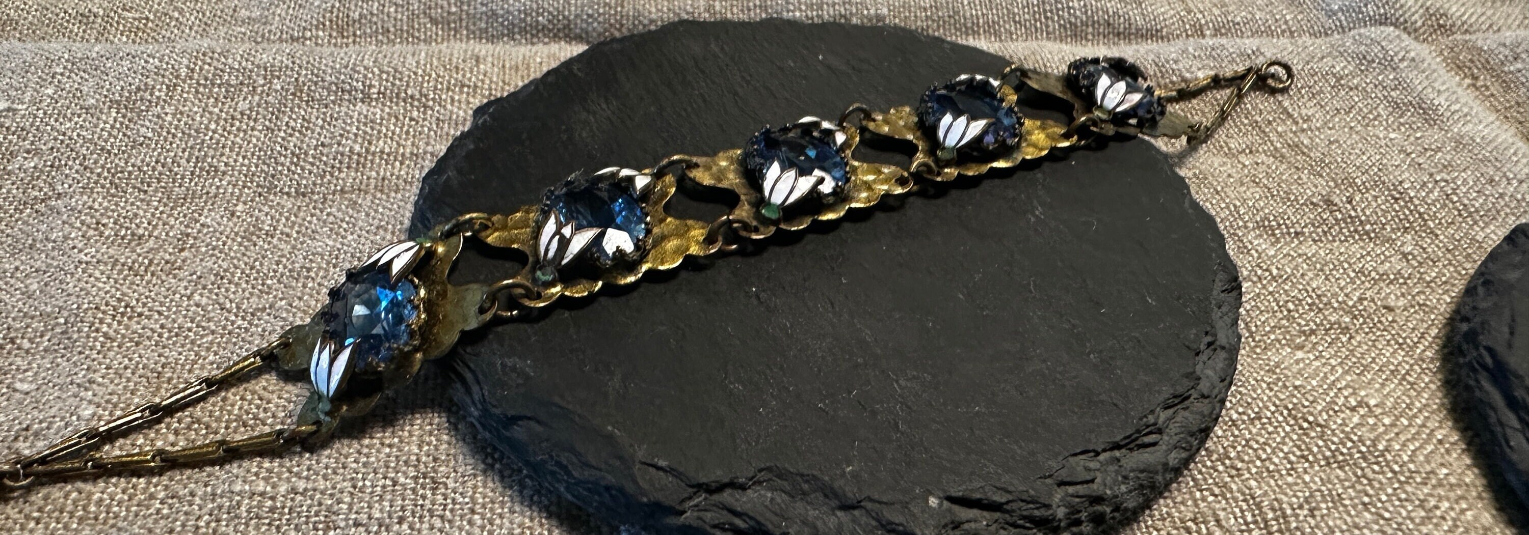 Antique Max Neiger Bracelet-rare Design, White Enamel Flowers Capturing ...