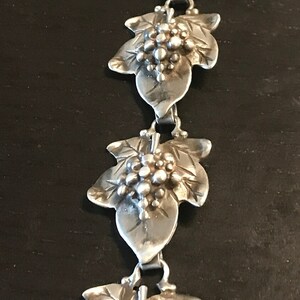 Sterling Grape Motif Hand Made Vintage High Relief Grapes -length 7 1/3 ...