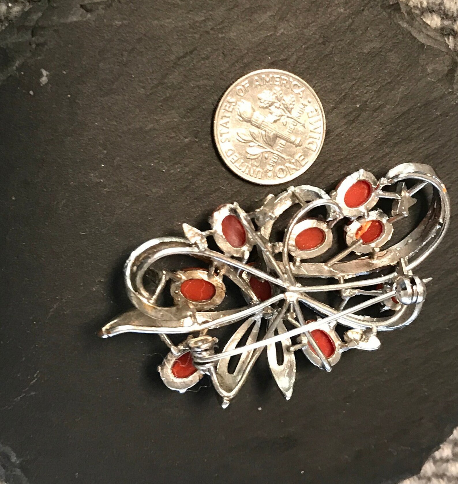 Japanese Coal Silverpl. Hand Wrought Large Mid Century Brooch-versatile ...