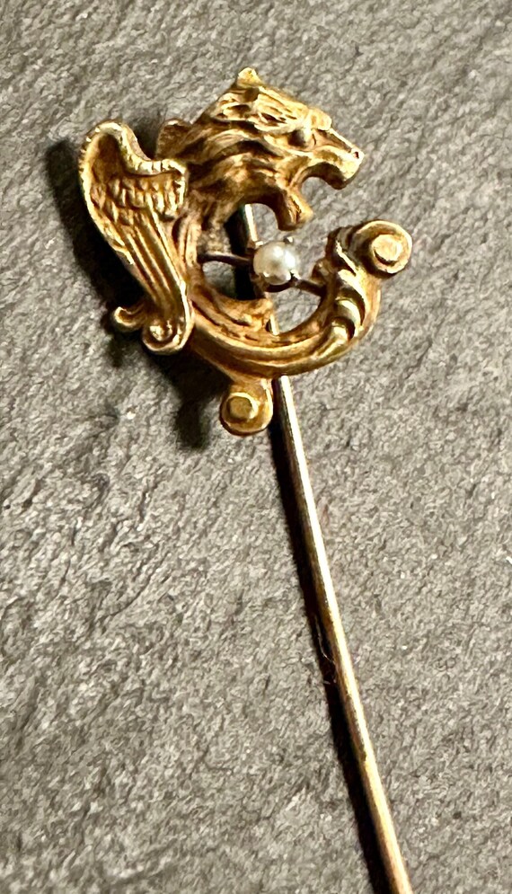 14k Lion griffin incredible stickpin-circa 1890-1900 … - Gem