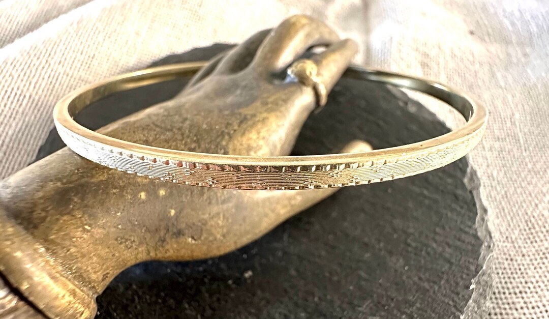 14k Bangle Edwardian Engine Turned Engraving Approx. 7 1/4" - Etsy