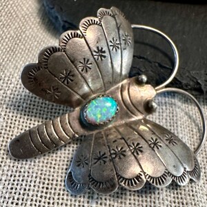 Navajo Vintage Butterfly Pin With a Gorgeous Rare Fiery Opal Sawtooth ...