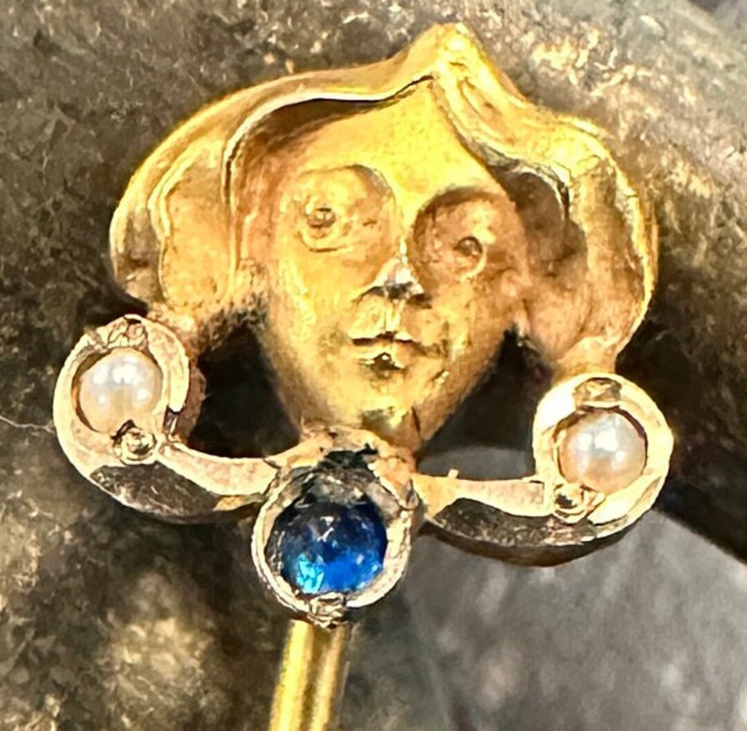 10k Art Nouveau Jeweled Woman Stickpin-diminutive and Lovely - Etsy