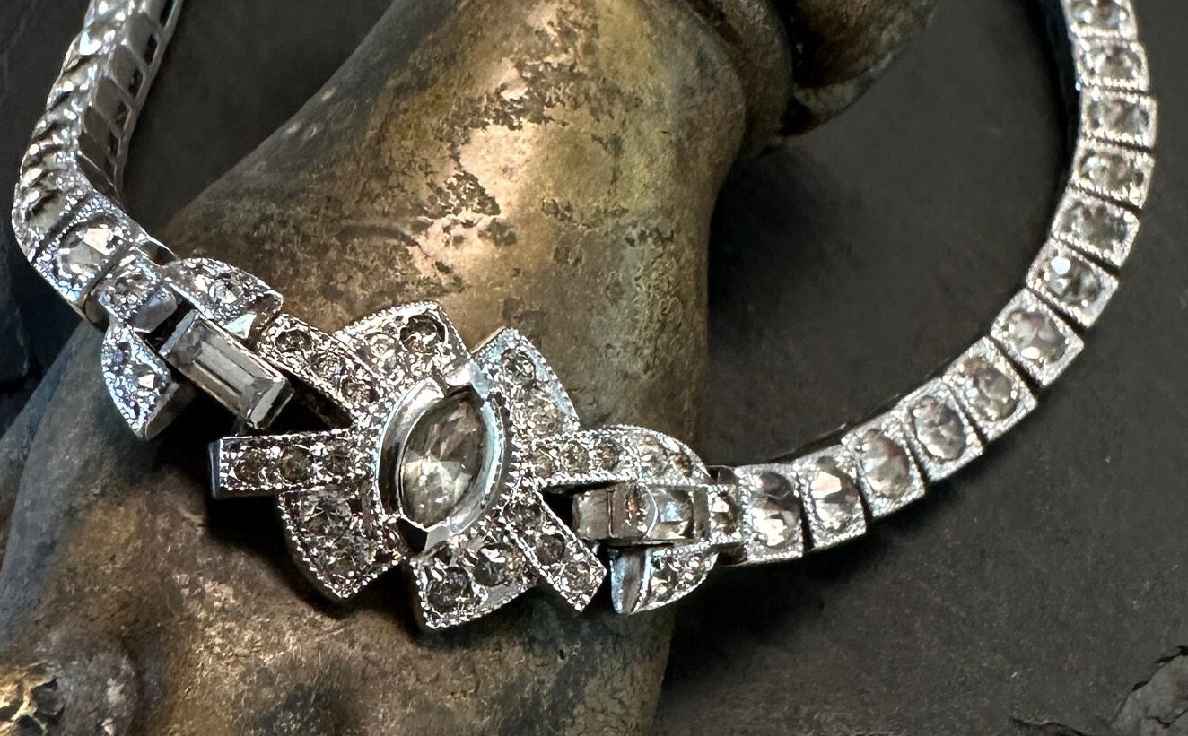 Sterling Early 1900s Diamond Paste Jewel Linked - Etsy