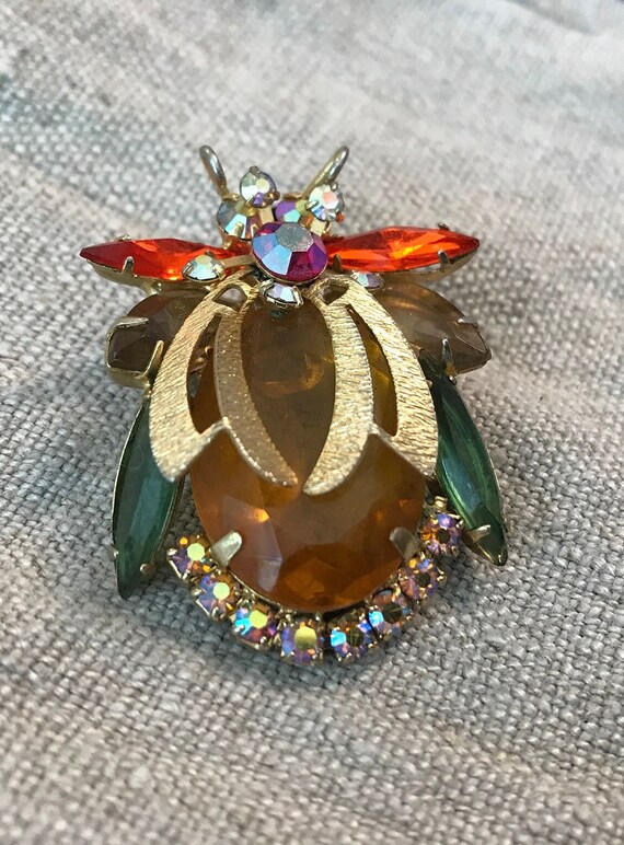 Insect brooch vintage fly - Gem