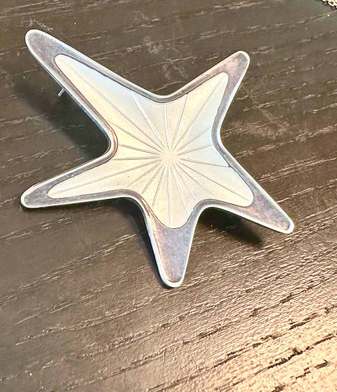 Sterling Enamel Brooch, Denmark, Signed Meka, Modernist Star, Wonderful ...