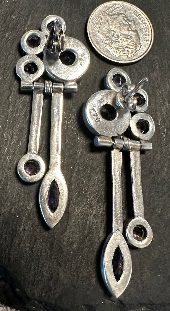 Sterling post earrings vintage studio genuine Amethys… - Gem