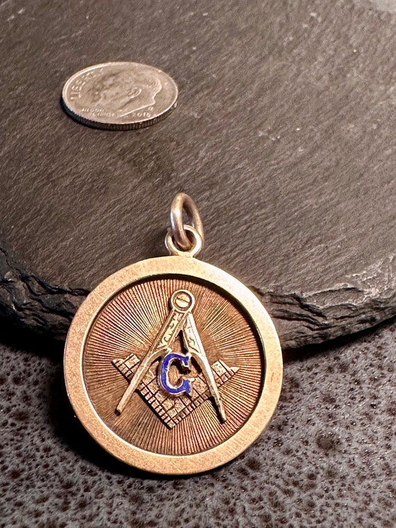 14k Masonic Freemason fob 1925-gift from Beverly Hill… - Gem