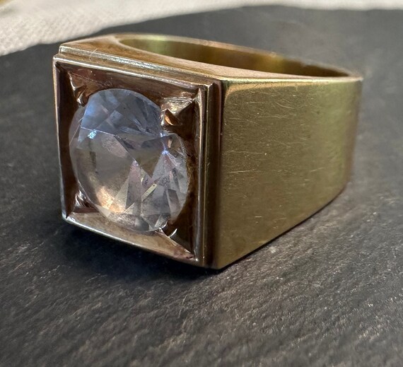 18k heavy ring clean modernist design with a faceted … - Gem