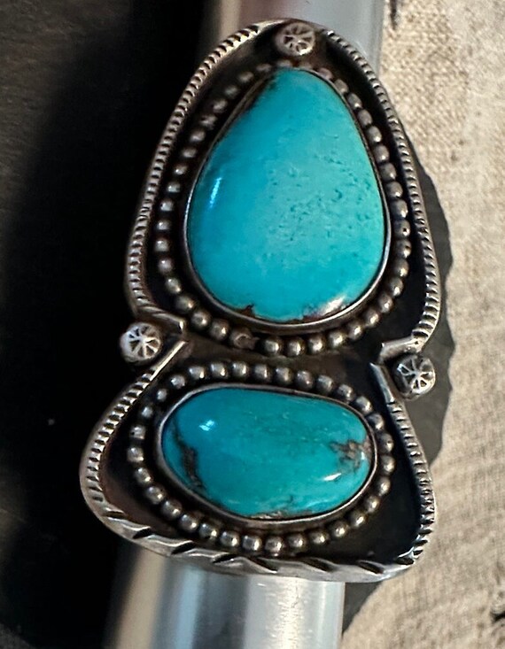 Sterling Ring extra large and striking Turquoise olde… - Gem