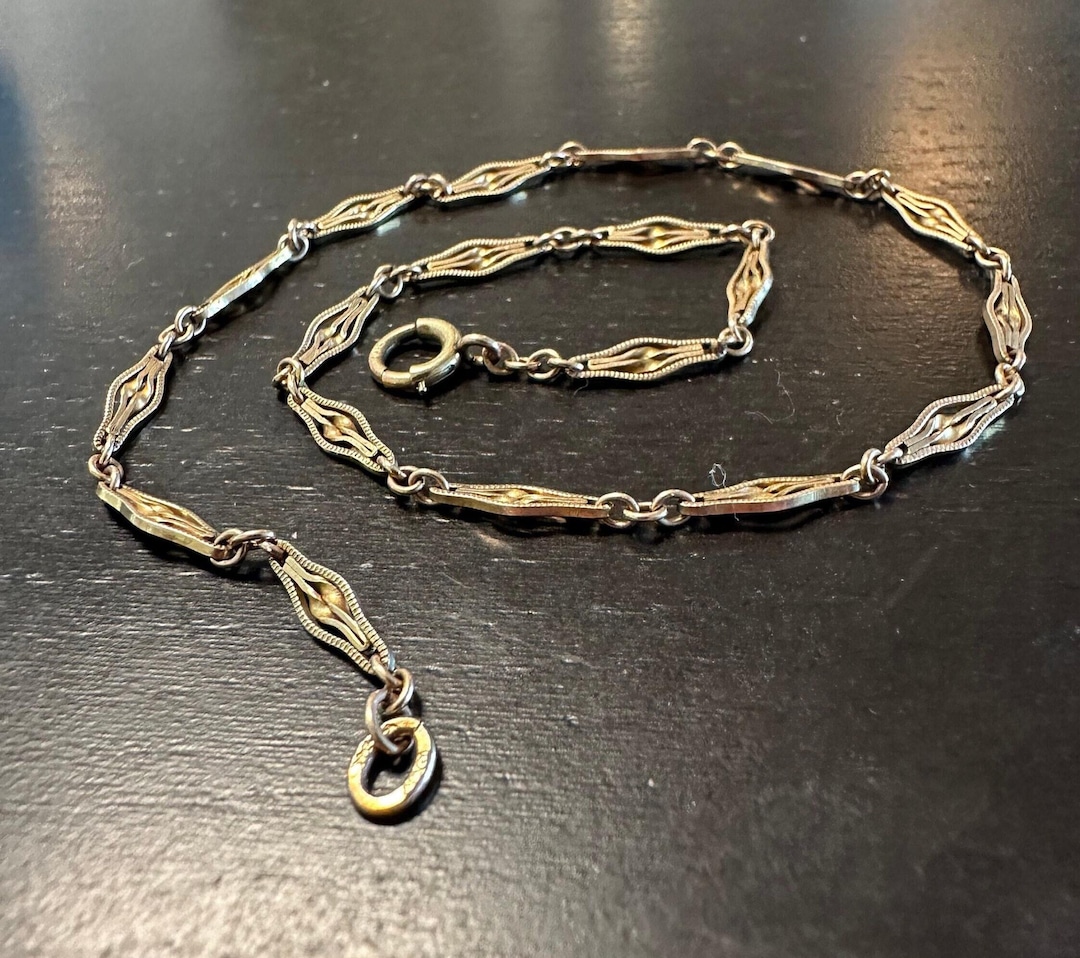 10k Exquisite Watch Chain Early 1900s Fancy Links Length 12 ...