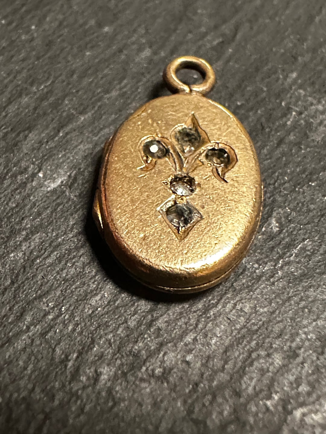 Miniature Gold-filled Jewel Locket-child or Doll-flour-de-lis Paste ...