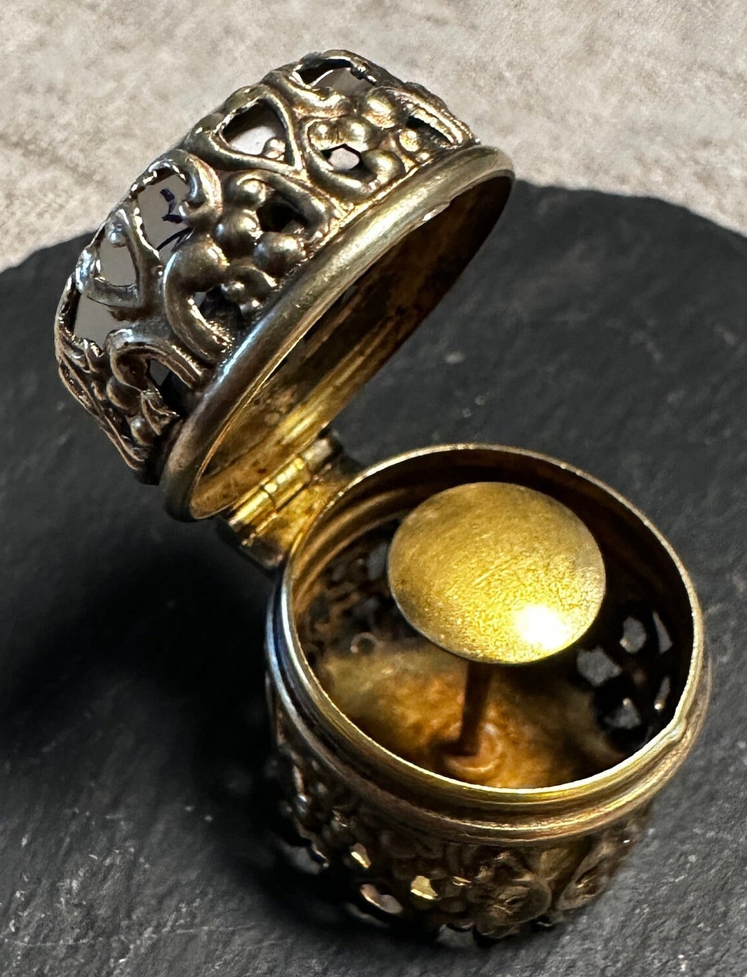 Sterling Antique Thimble Case-open Work-monogramed Top-early 1900s ...