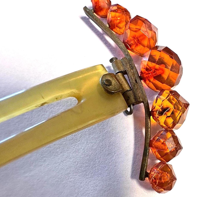 Antique Amber Hair Clip - Etsy